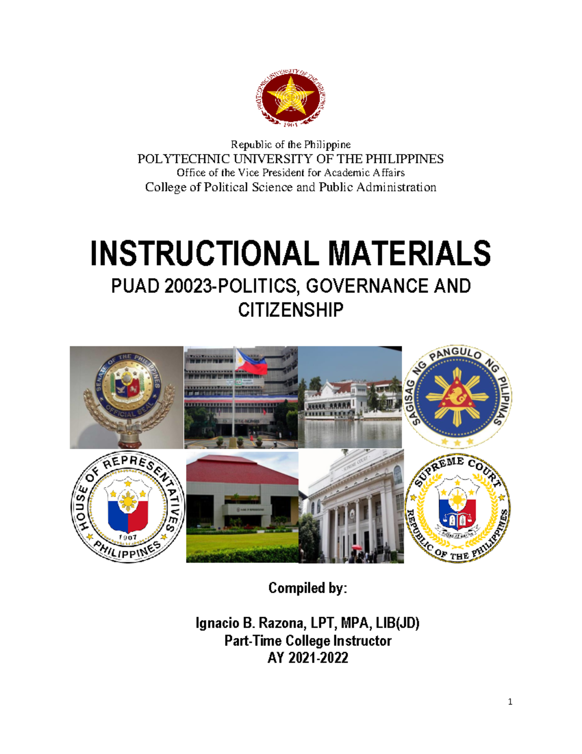 MT IM FOR 2002 3 PGC - This is a lecture about Politics, Governance and ...