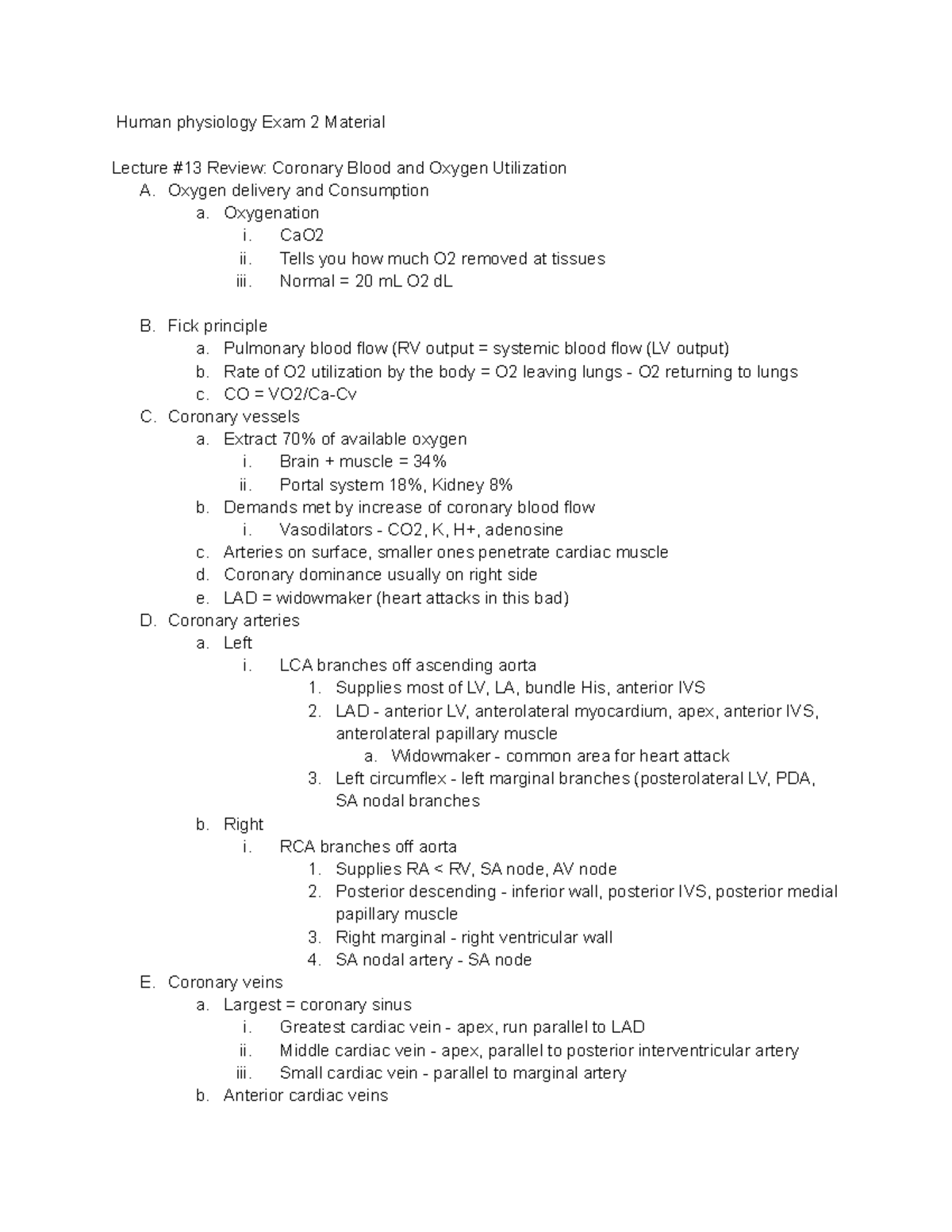 Human physiology Exam 2 Material - Human physiology Exam 2 Material ...