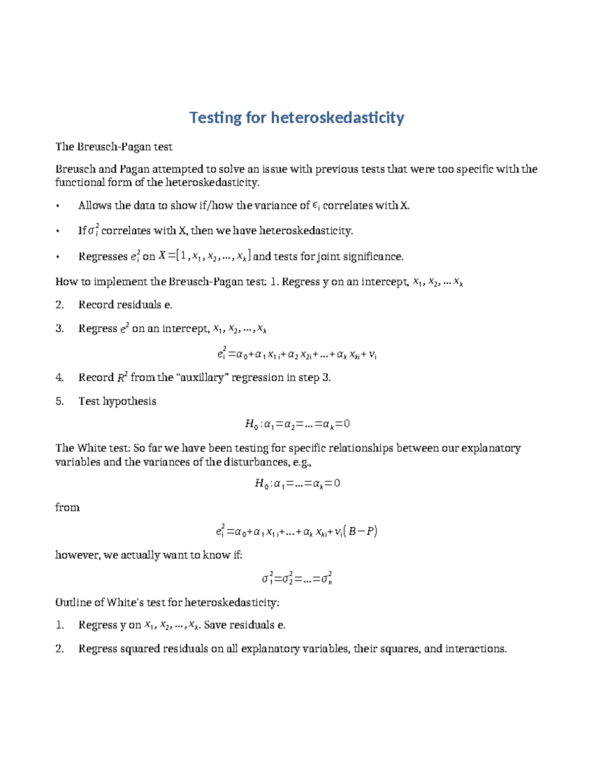 Testing-for-heteroskedasticity - Testing for heteroskedasticity The ...