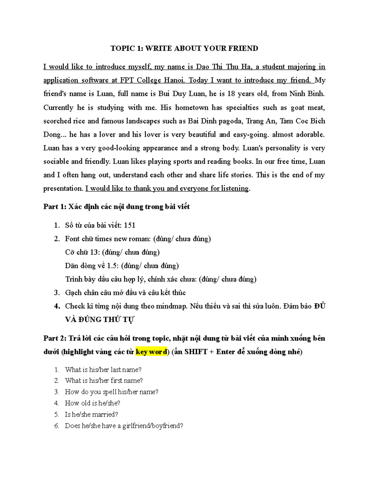 Tài liệu topic 1 1 - tốt - TOPIC 1: WRITE ABOUT YOUR FRIEND I would ...