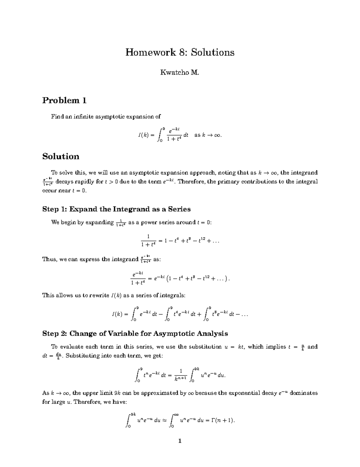 HW08 Solutions - Solved hw fo ODE - Homework 8: Solutions Kwatcho M. Problem 1 Find an infinite ...