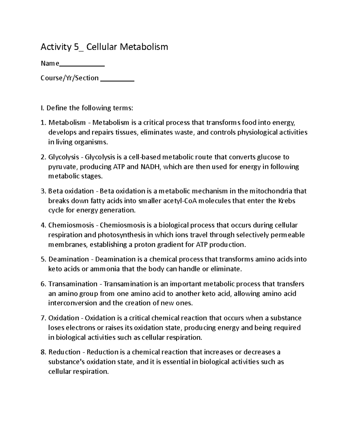 Activity-5 Cellular-Metabolism - Activity 5_ Cellular Metabolism Name ...