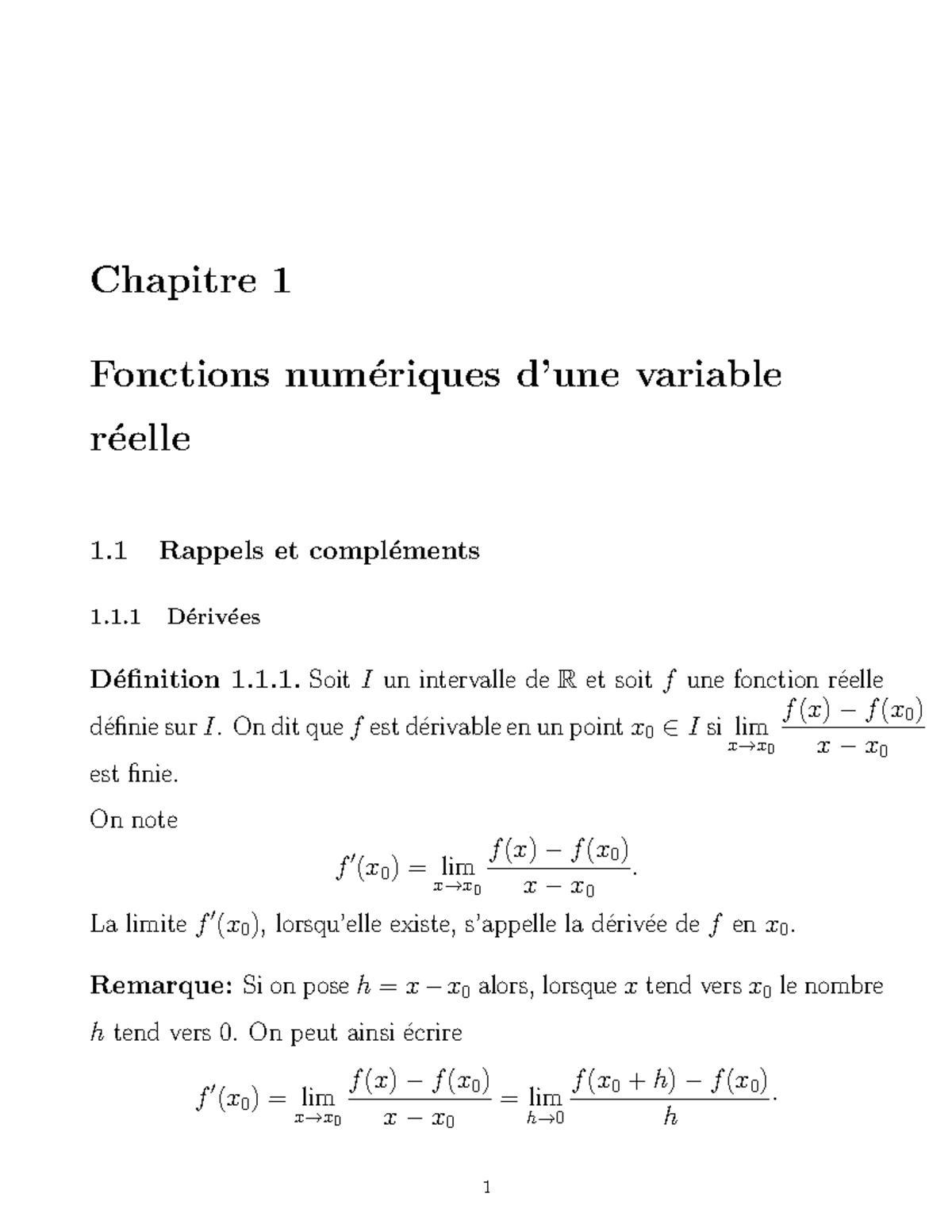 Ch1-Fonctions réelles - Chapitre 1 Fonctions num ́eriques d’une variable r ́eelle 1 Rappels et ...