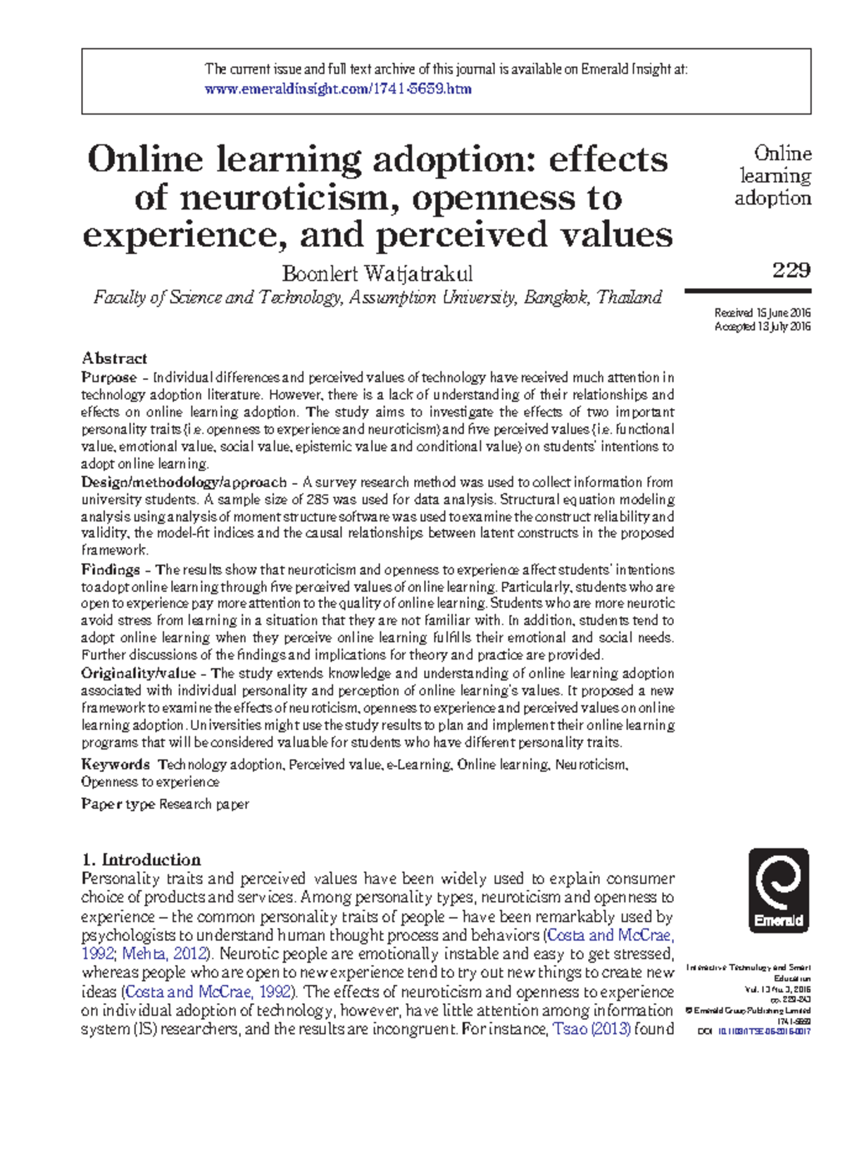 RM 6 - RESEARCH PAPER - Online learning adoption: effects of ...