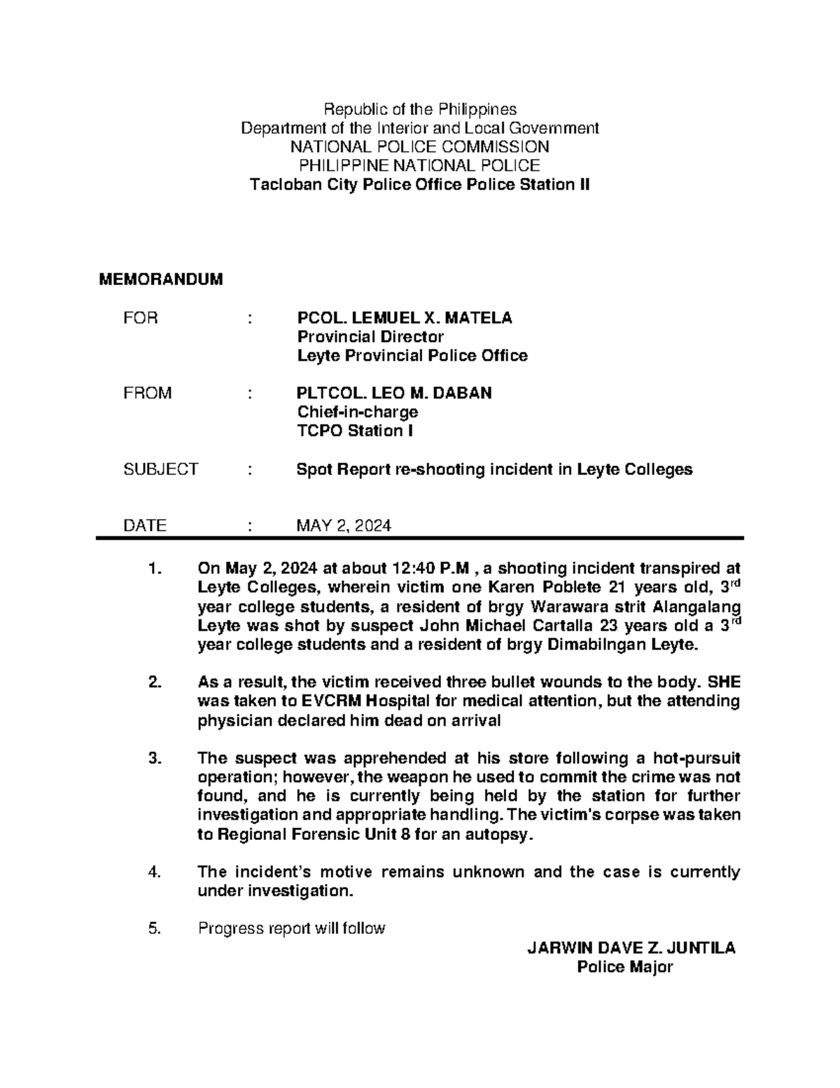 Spot-Report - Republic of the Philippines Department of the Interior ...