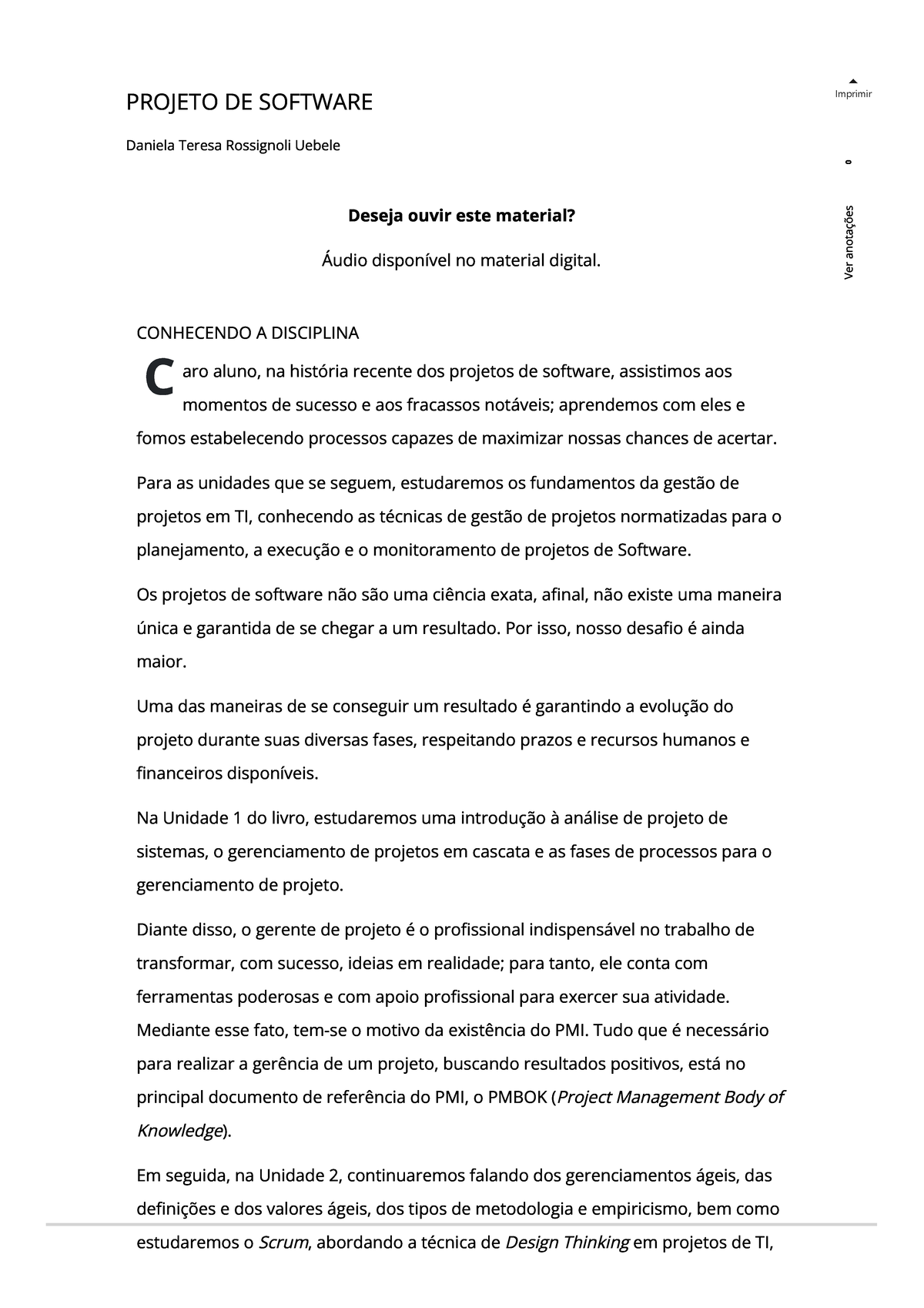 Livro de Projeto de Software - PROJETO DE SOFTWARE Daniela Teresa Rossignoli Uebele Imprimir C ...