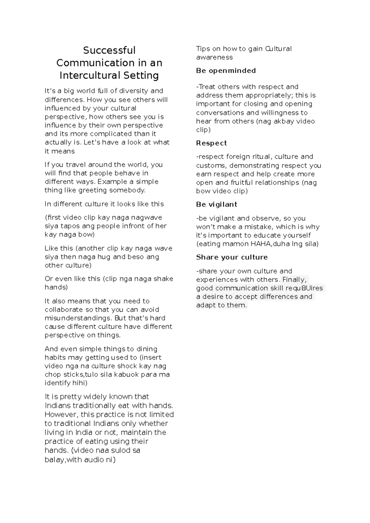 Successful Communication in an Intercultural Setting - Successful ...