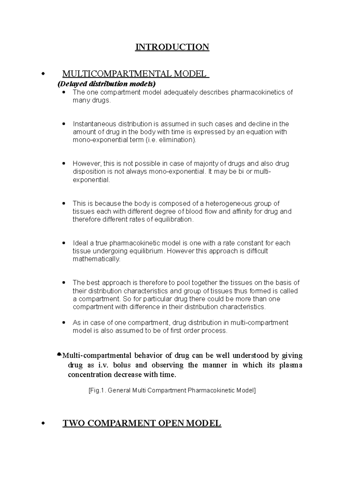 Introduction - INTRODUCTION MULTICOMPARTMENTAL MODEL (Delayed ...