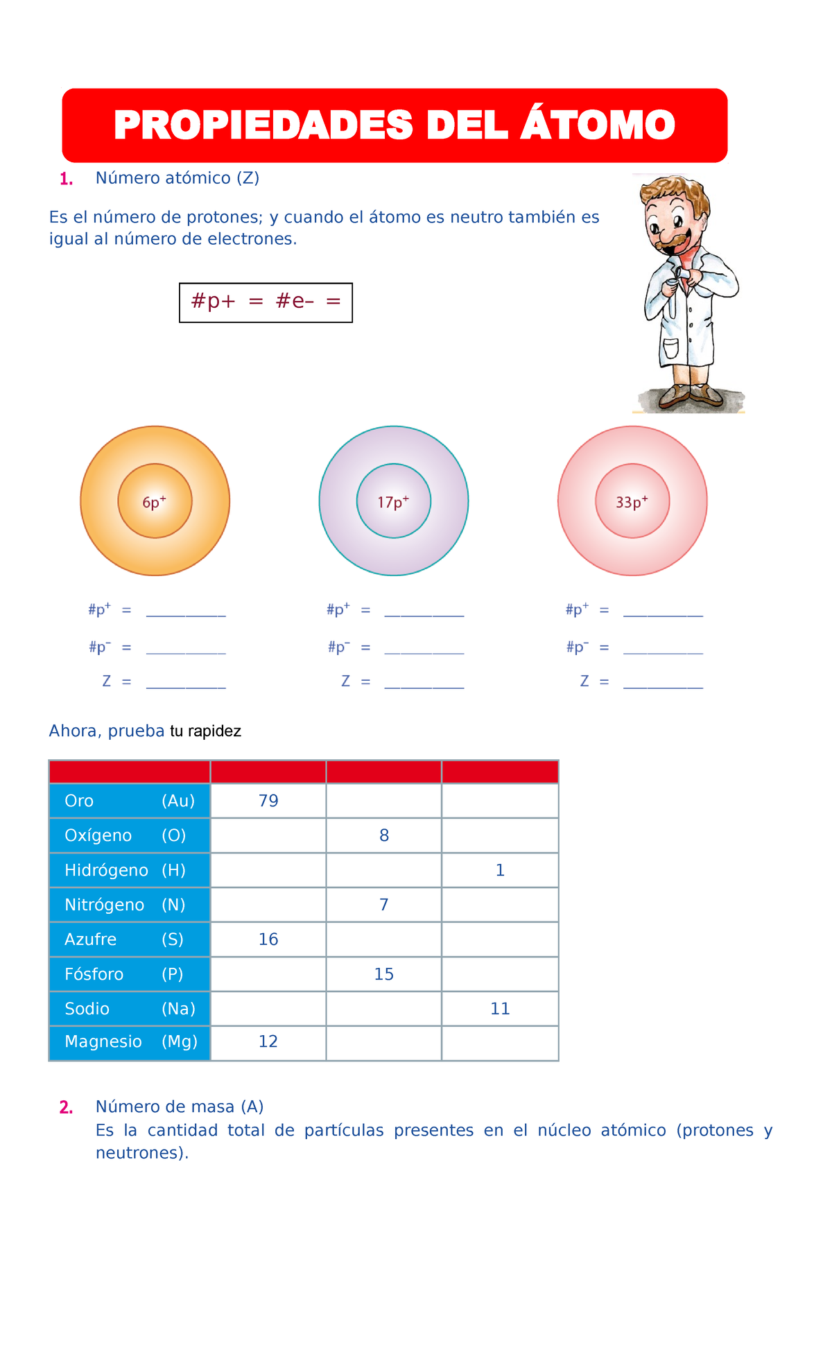 Propiedades del Átomo para Sexto Grado de Primaria - Enseñanza de las ...