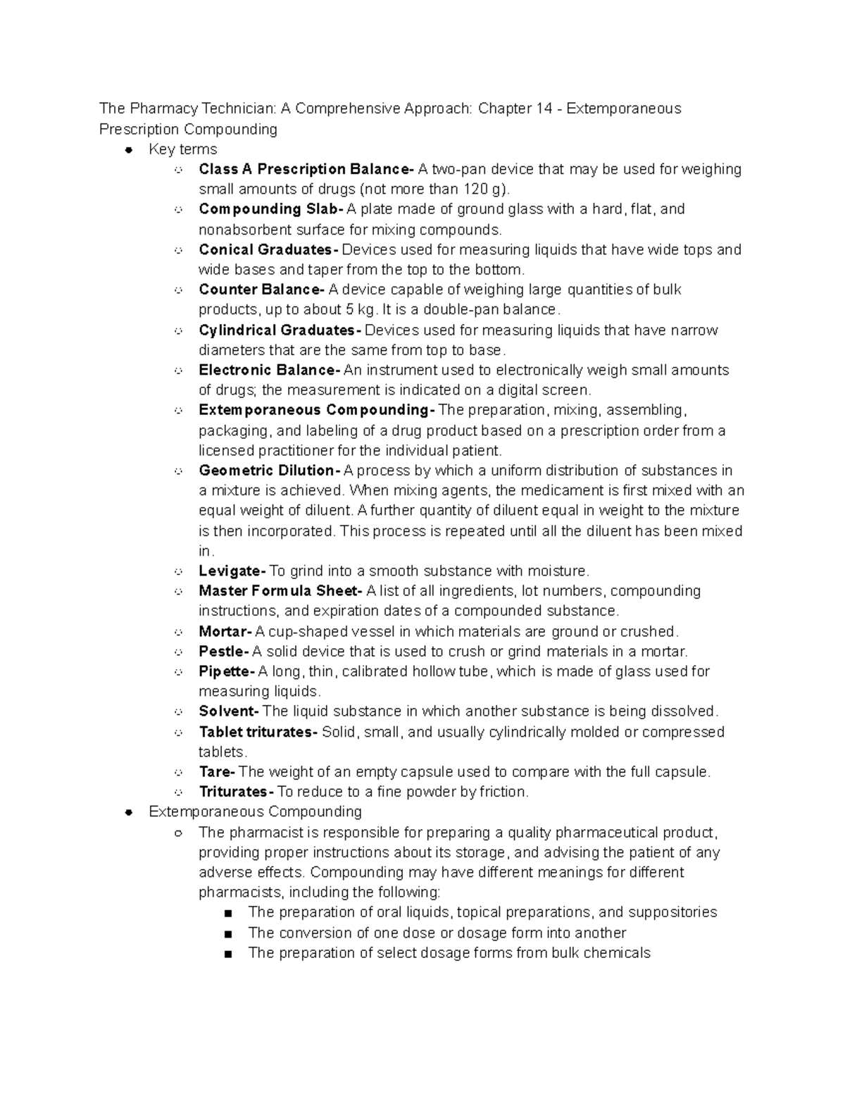 Week 3 Notes- Reading - The Pharmacy Technician: A Comprehensive ...