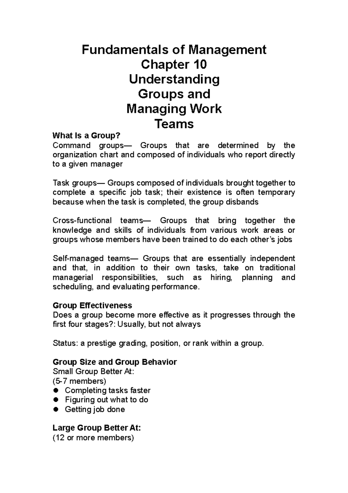 Fundamentals of Management ch 10 - Fundamentals of Management Chapter ...