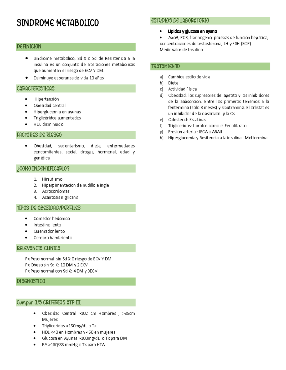 Sd. Metabolico Mary - repaso resumen - SINDROME METABOLICO DEFINICION ...