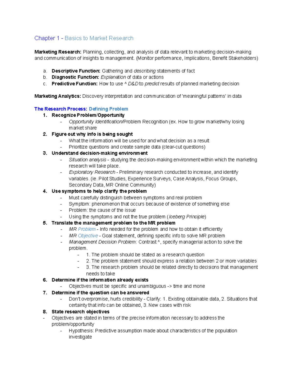 Market Research Exam Materials - Chapter 1 - Basics to Market Research ...