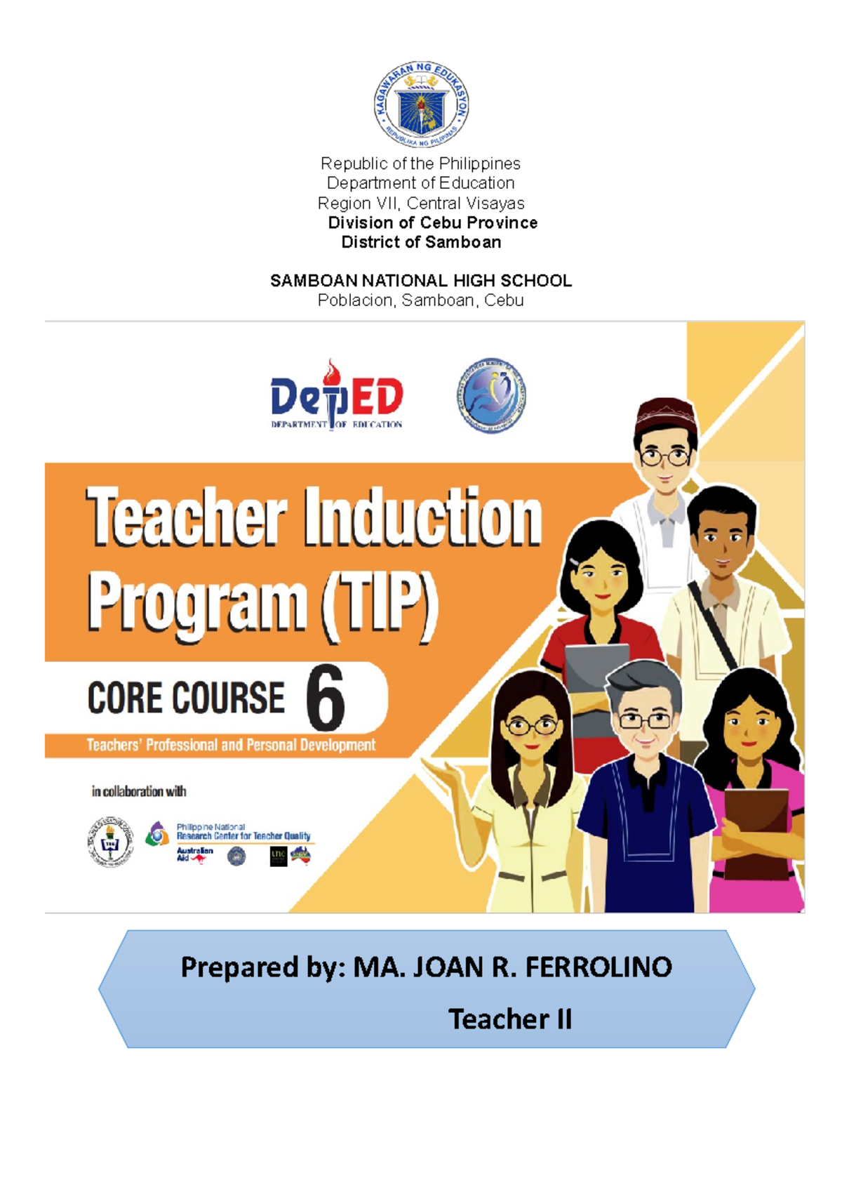 TIP CORE Course 6 - newly hired teachers - Republic of the Philippines ...