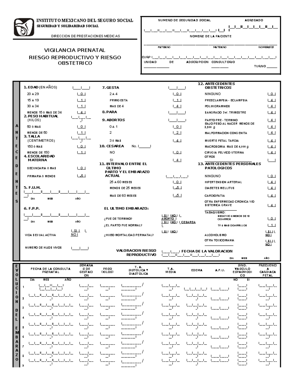 1. MF-5 - mf5 para riesgo reproductivo y obstetrico - INSTITUTO ...