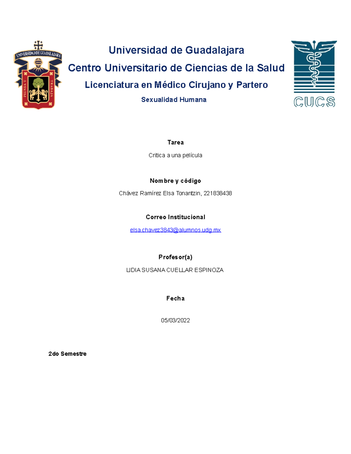 Critica a una pelicula - .................... - Universidad de ...
