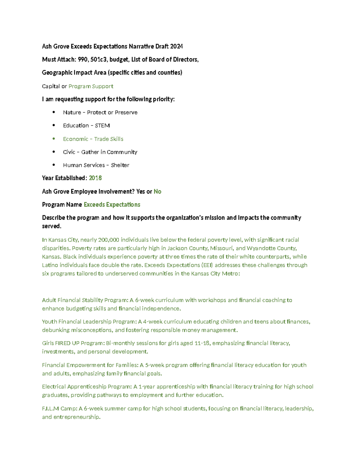 Ash Grove Draft - notes - Ash Grove Exceeds Expectations Narrative ...