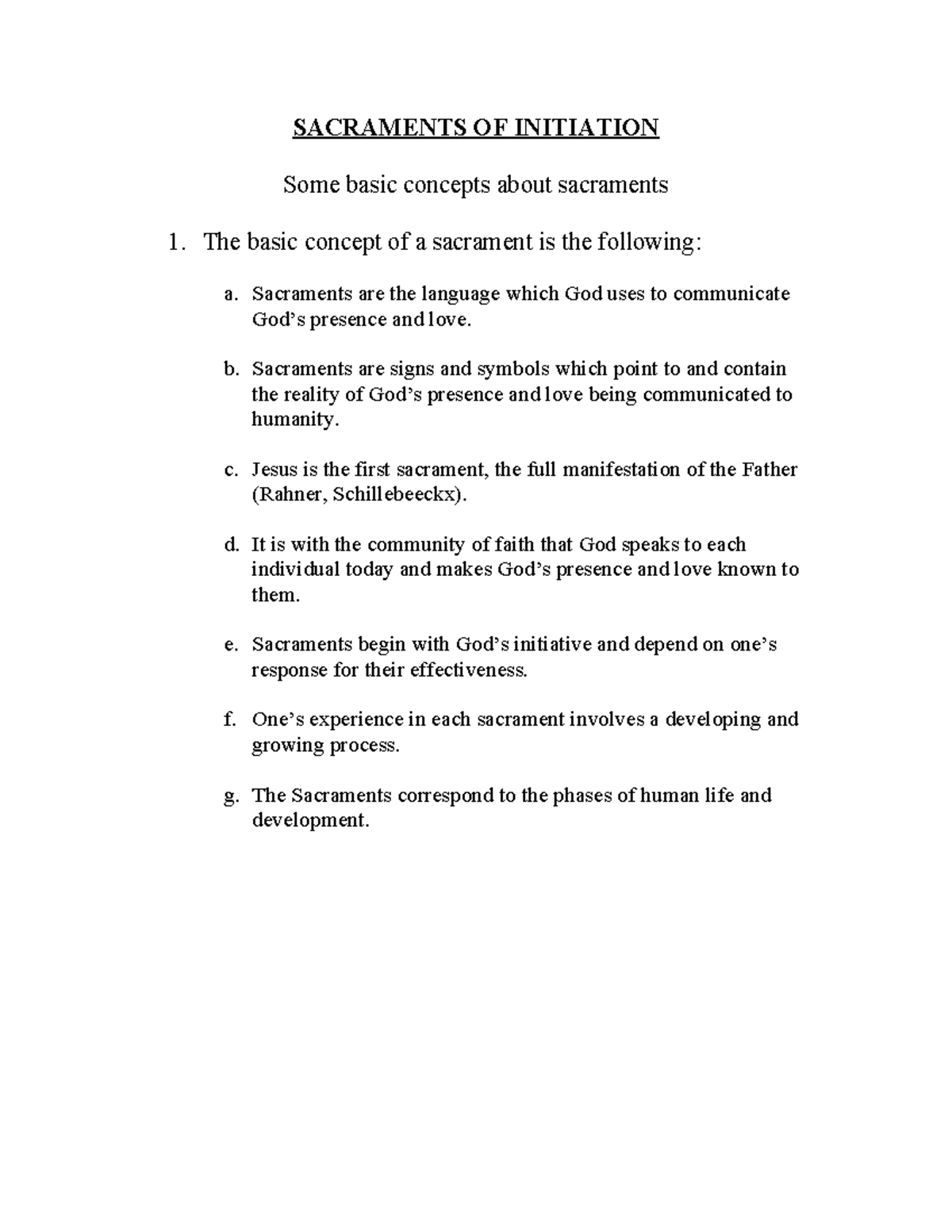 Sacraments of Initiation - SACRAMENTS OF INITIATION Some basic concepts ...