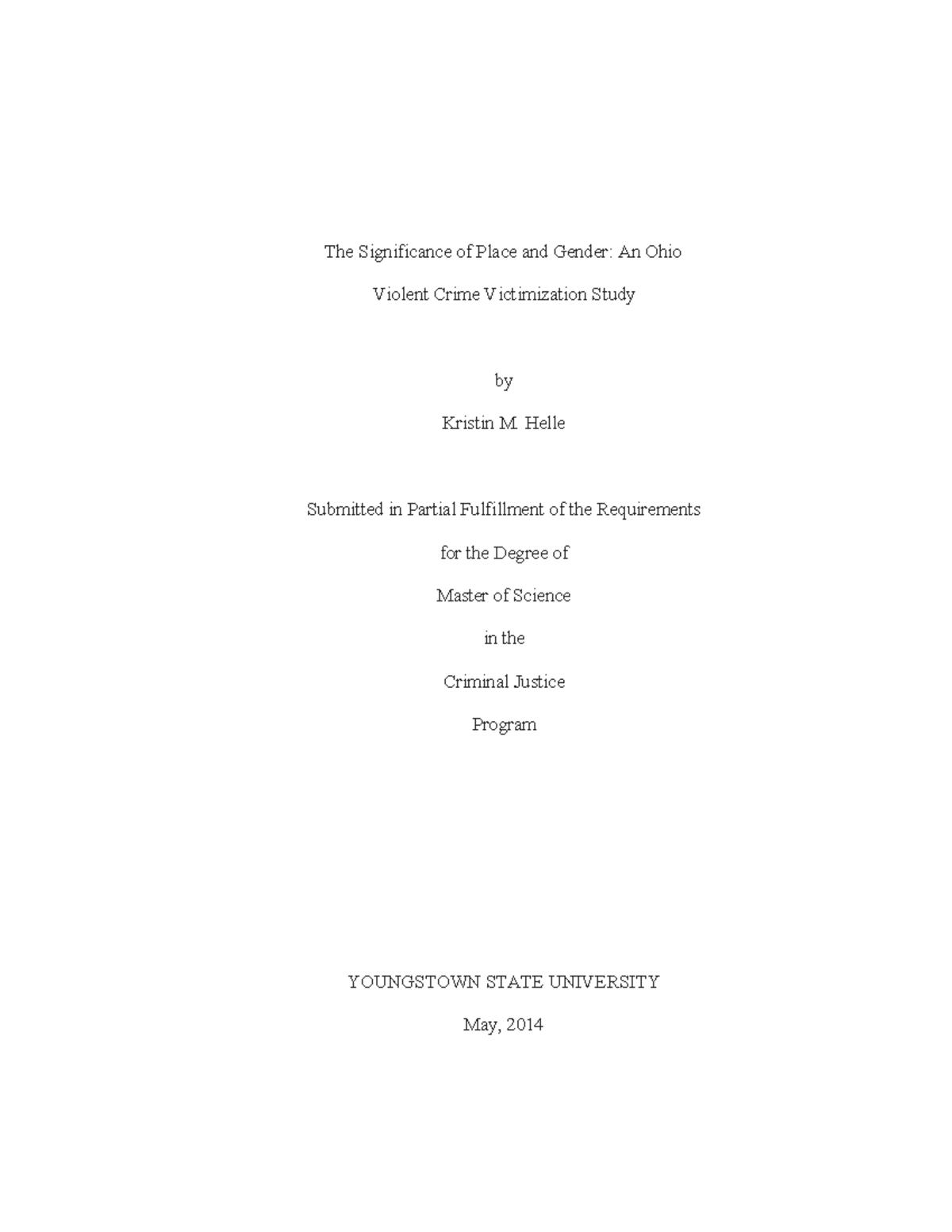 Helle Kristin PDF A Approved - The Significance of Place and Gender: An ...