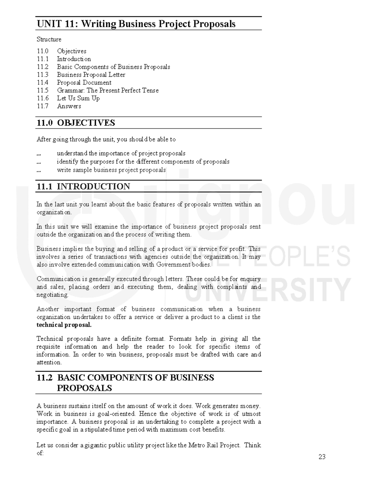 Unit-11 - UNIT 11: Writing Business Project Proposals Structure 11 ...