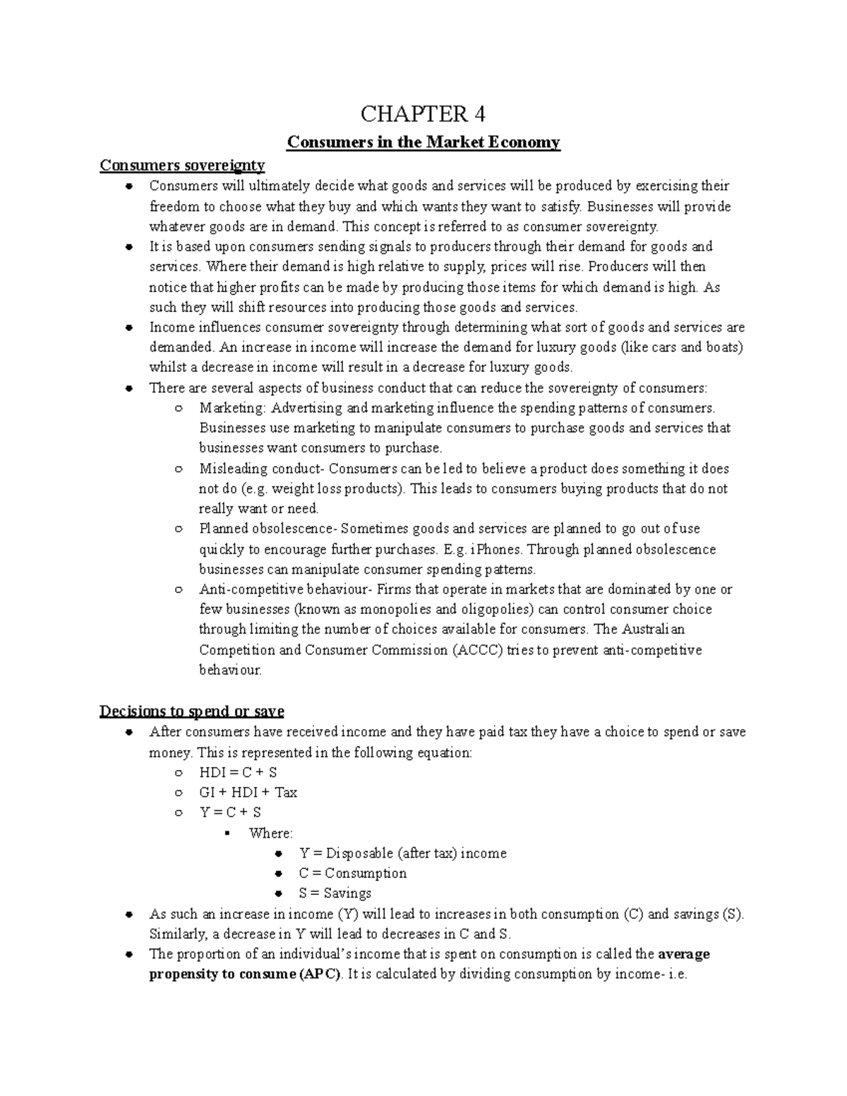 Economics - Topic 2 - CHAPTER 4 Consumers in the Market Economy ...