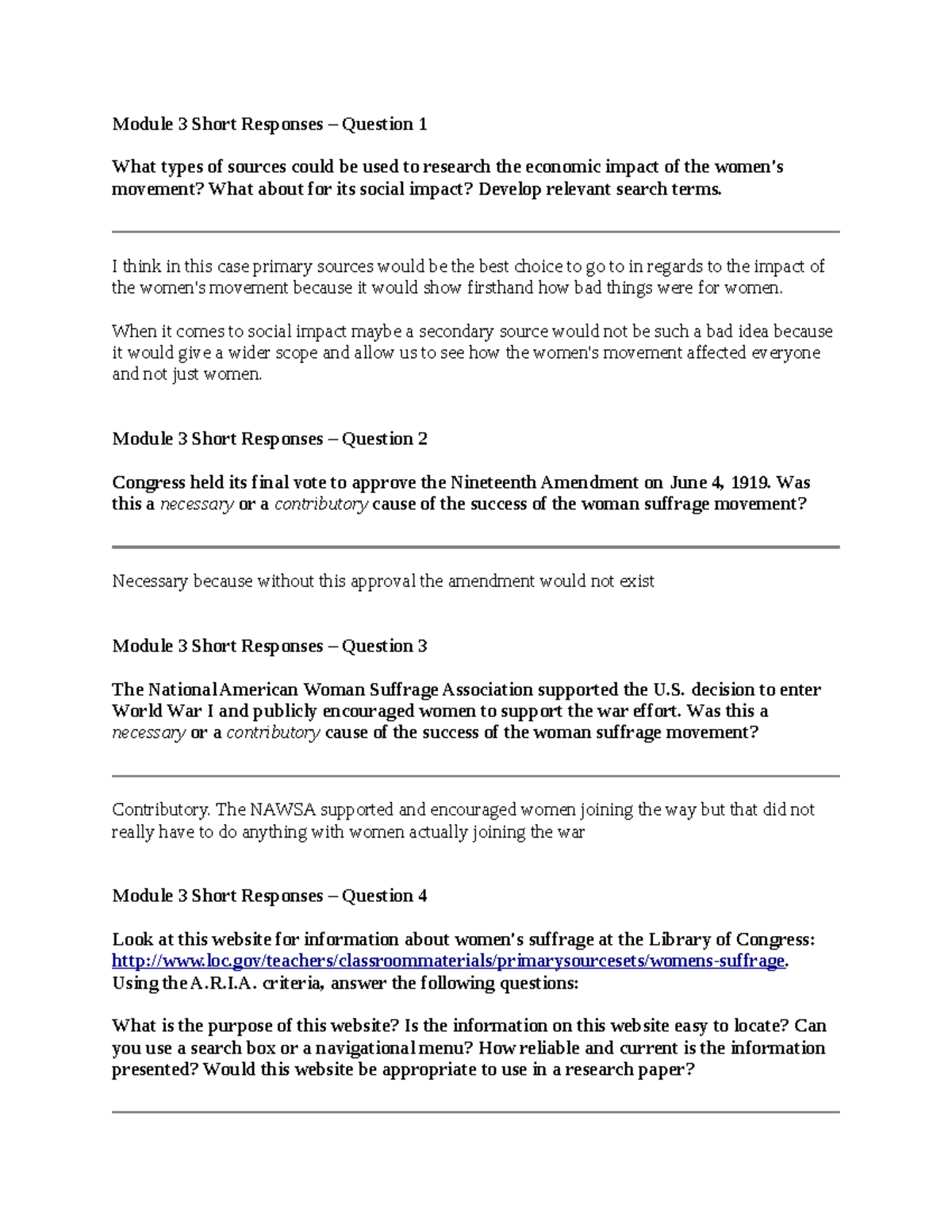 Moduel 3 short answers - Module 3 Short Responses – Question 1 What ...