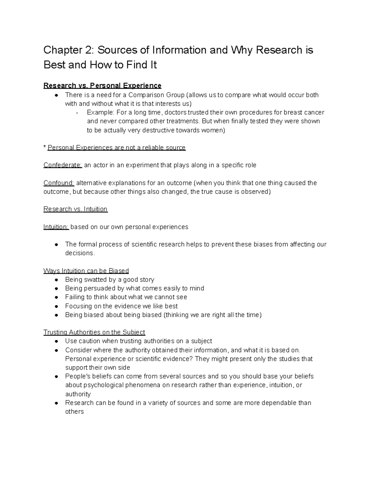 Chapter 2 Sources of Information and Why Research is Best and How to ...