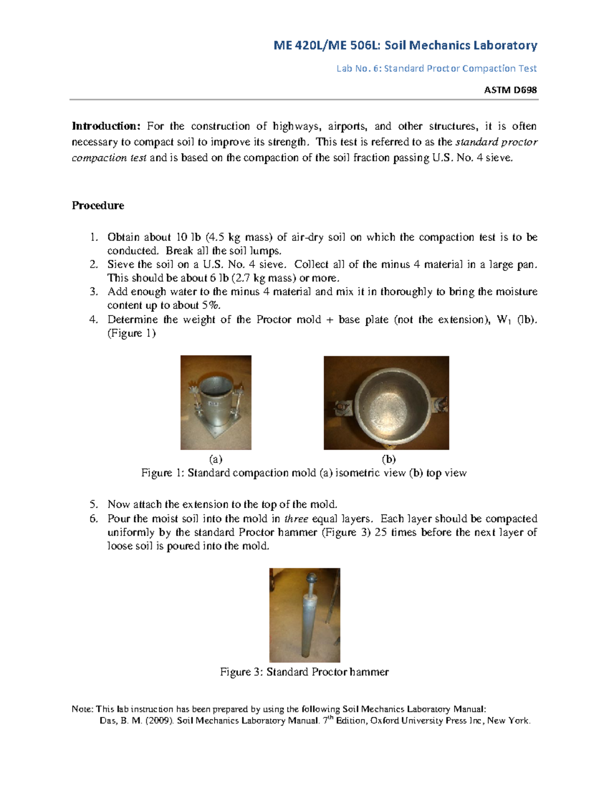 Standard-proctor-compaction-test compress - ME 420L/ME 506L: Soil ...