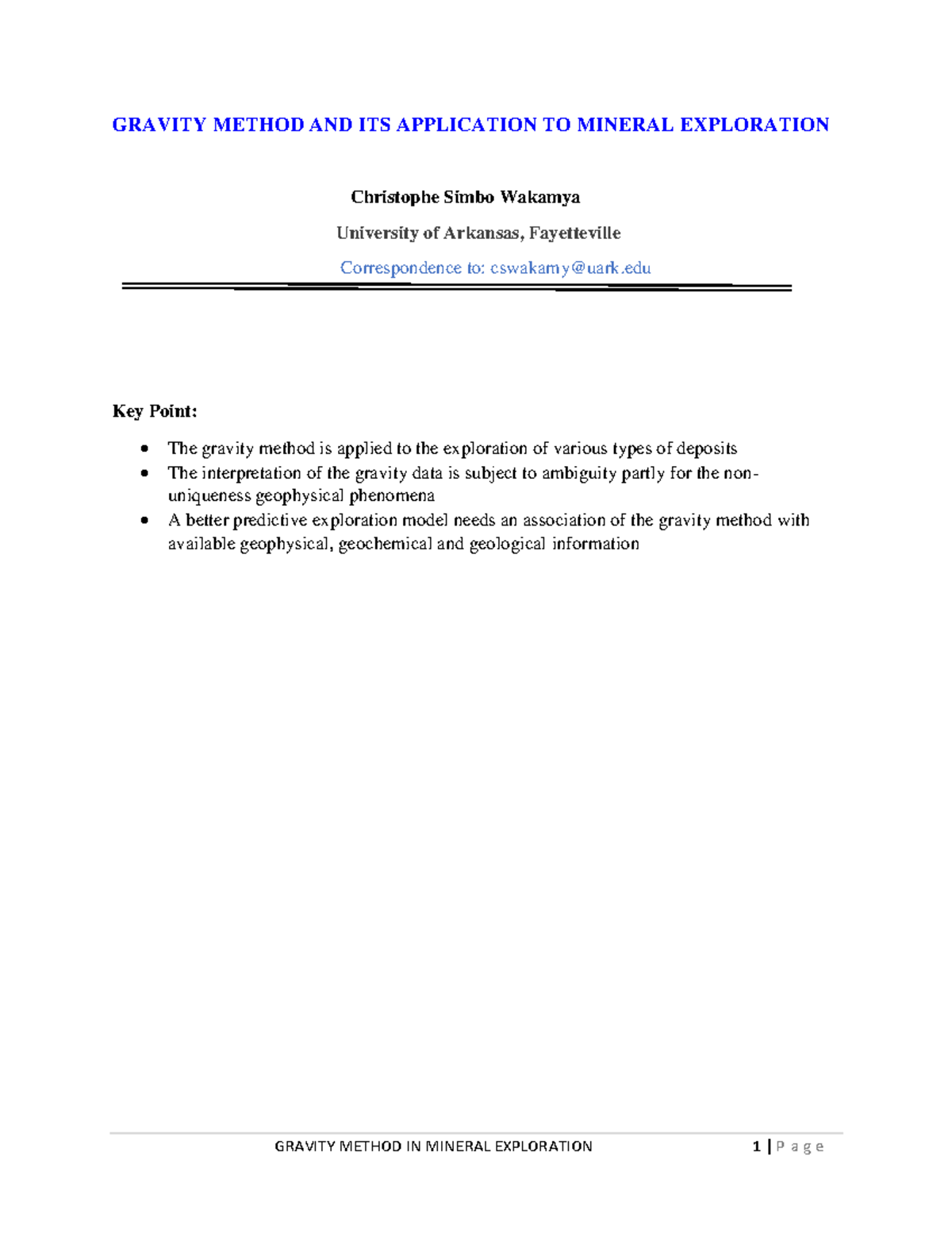 Gravity Method IN Mineral Exploration GR - GRAVITY METHOD AND ITS ...