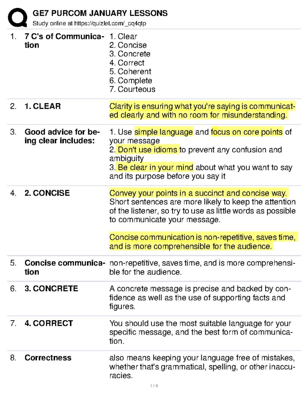 Purcom - goodluck - Study online at quizlet/_cq4qtp 7 C's of Communica- tion Clear Concise ...
