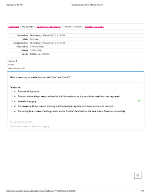 Self quiz unit 6 - Self quiz unit 6 attempt review - Started on Monday ...
