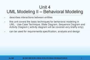 4. UML Modeling II- Behavioural Modelling - Unit 4 UML Modeling II – Behavioral Modeling ...