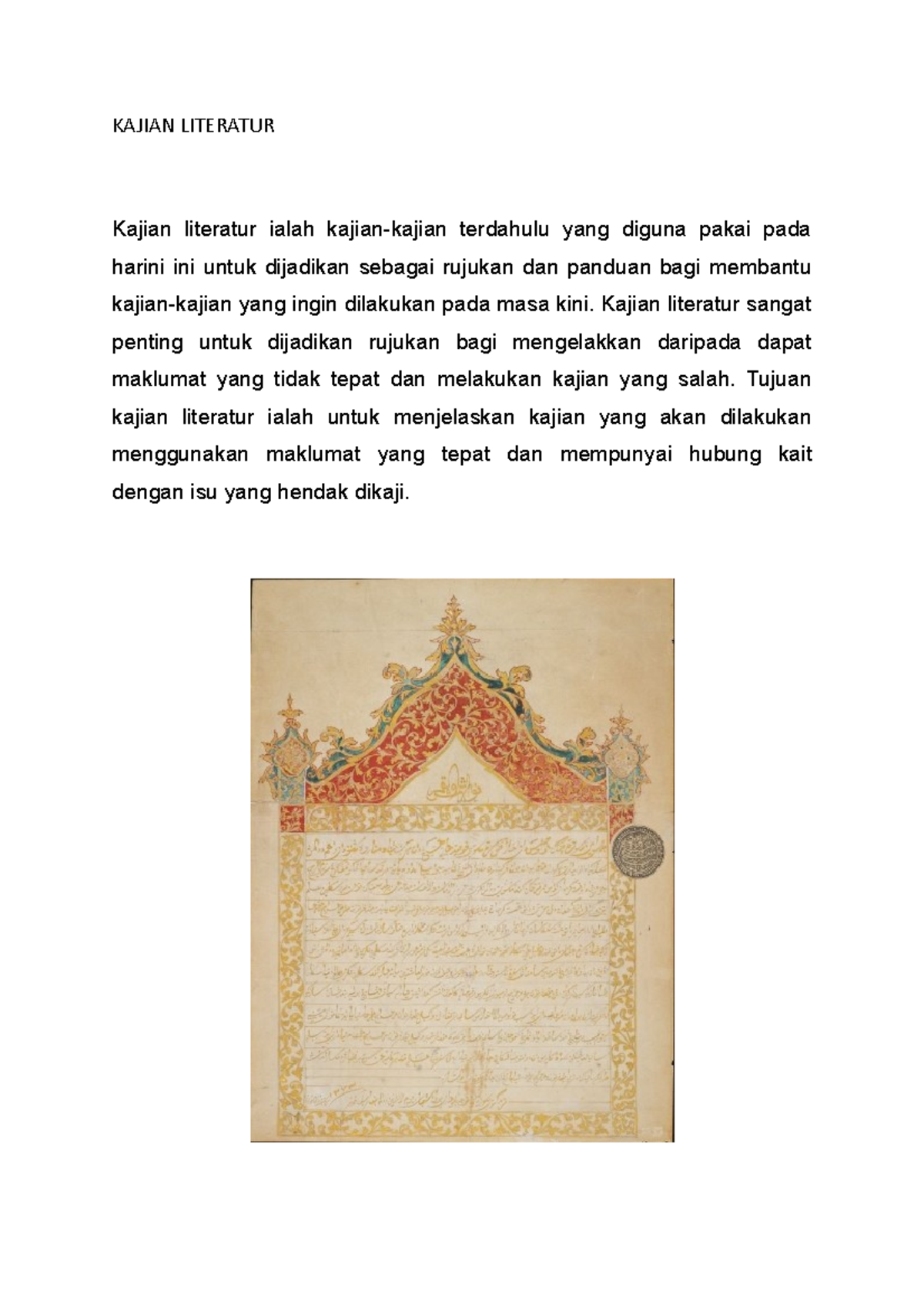 Kajian Literatur - CTU554 - KAJIAN LITERATUR Kajian literatur ialah ...