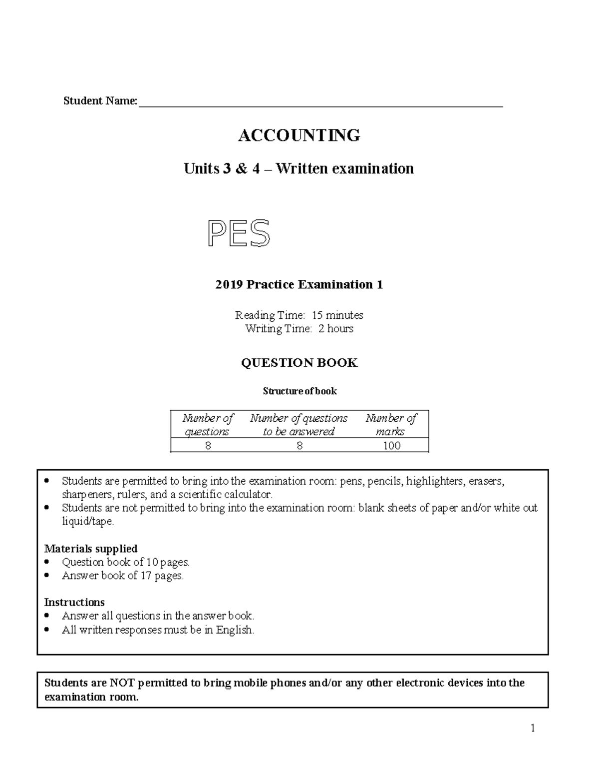 2019 pes units 3 4 exam 1 - solutions - Student - Studocu