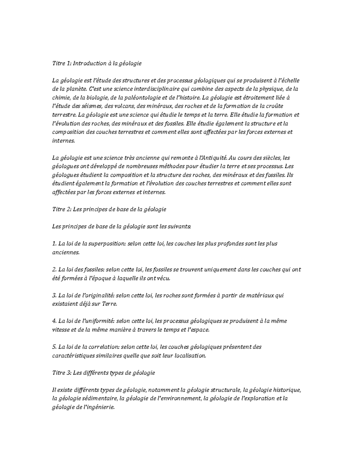 Geology Study Notes - Titre 1: Introduction à la géologie La géologie ...