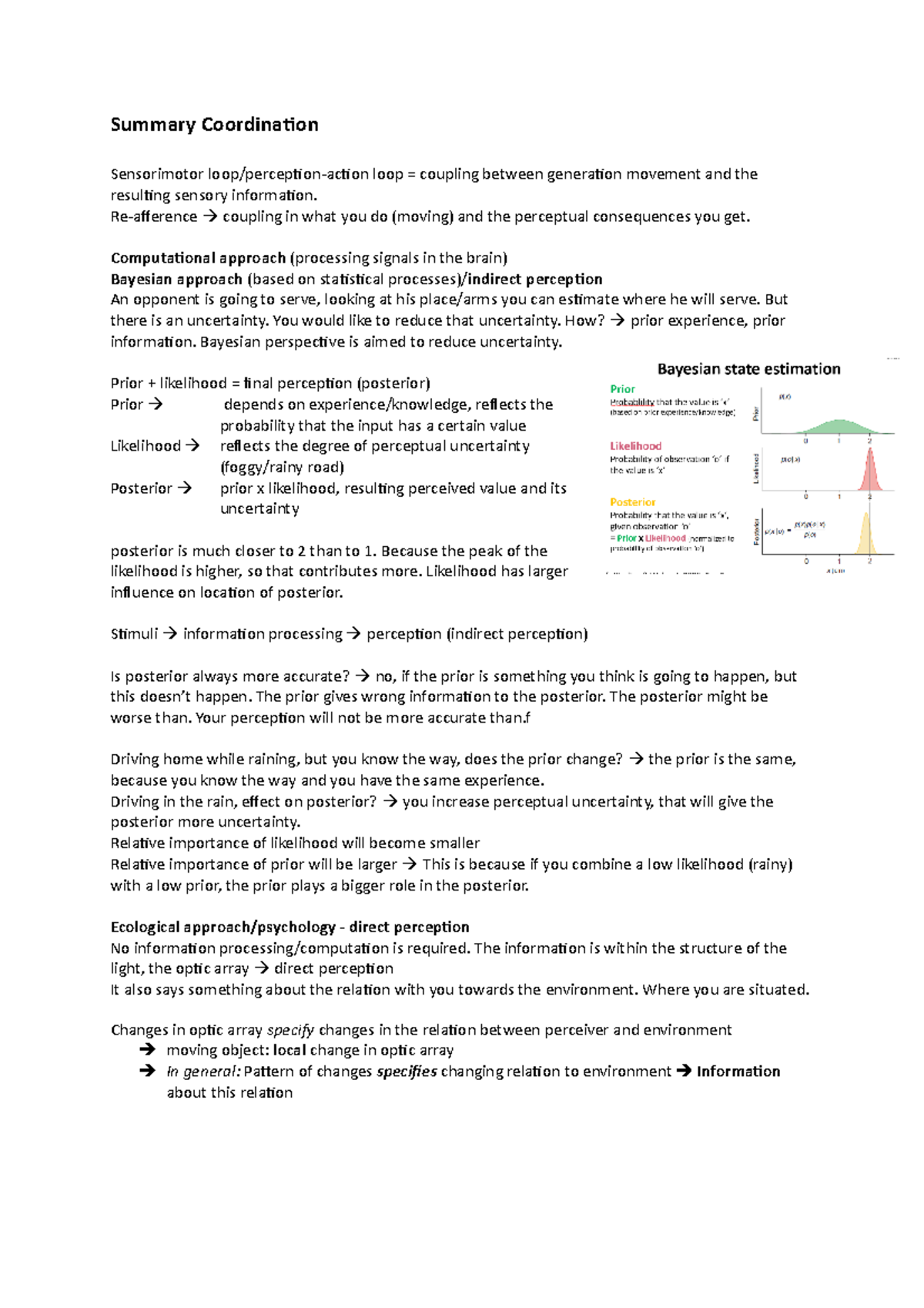 Summary Coordination Summary Coordination Sensorimotor Loop