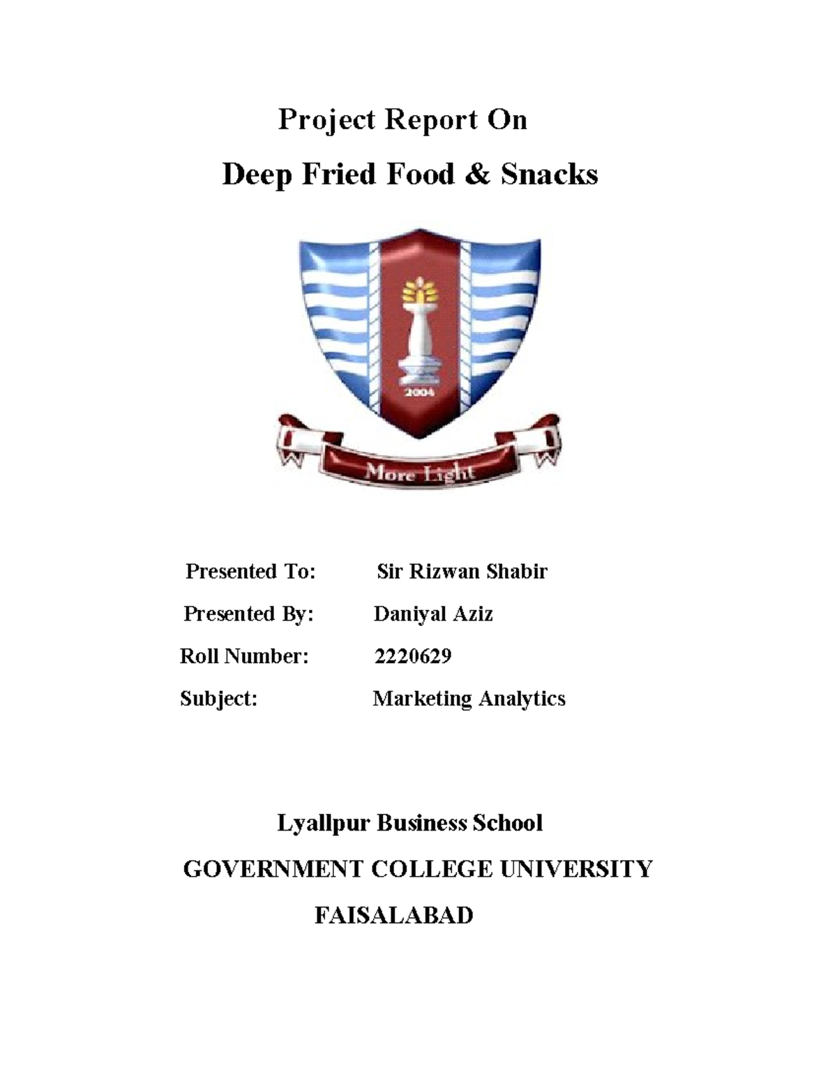 Marketing project 629 - Project Report On Deep Fried Food & Snacks ...