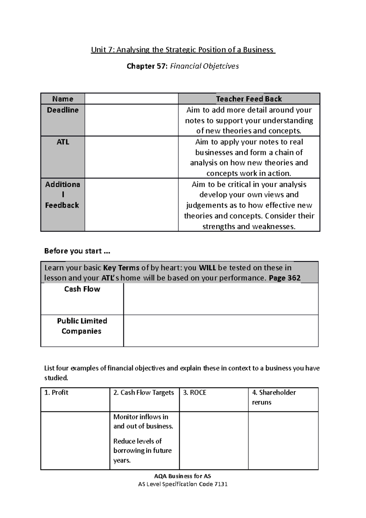 7 - sdd - Unit 7: Analysing the Strategic Position of a Business ...