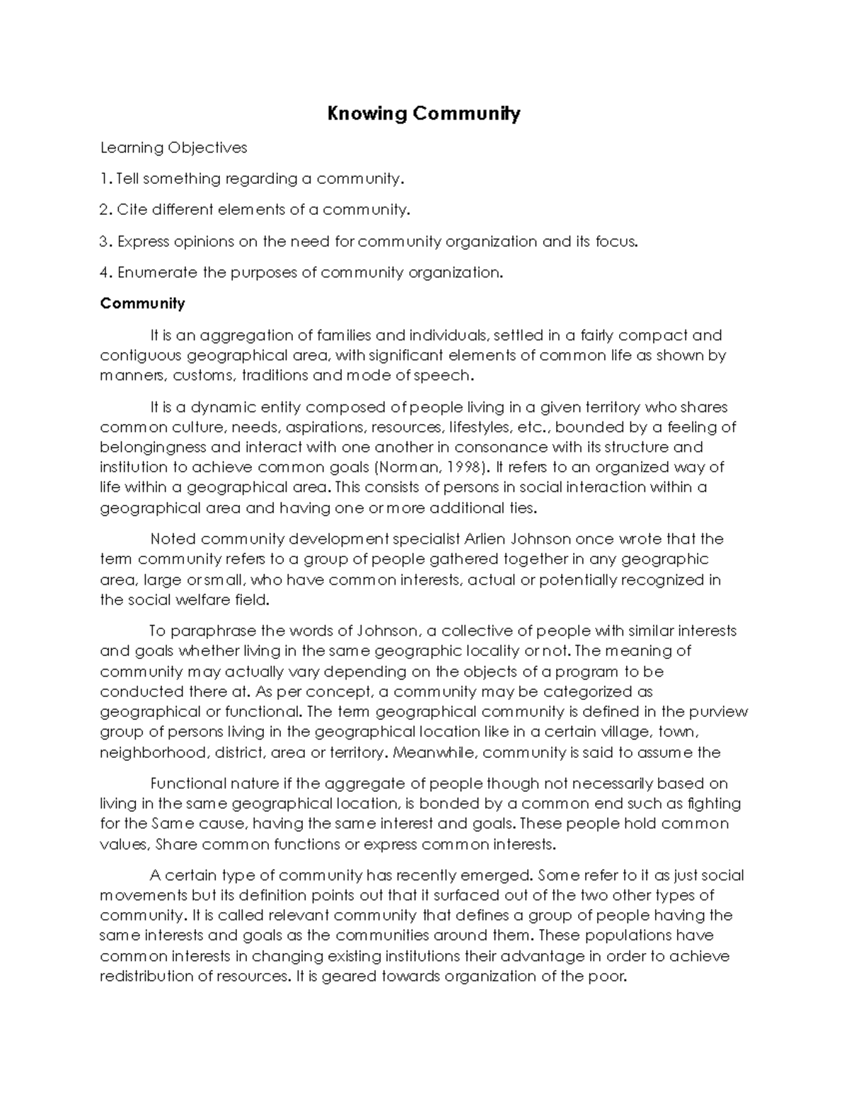 Knowing your Community- Lecture NSTP - Knowing Community Learning ...