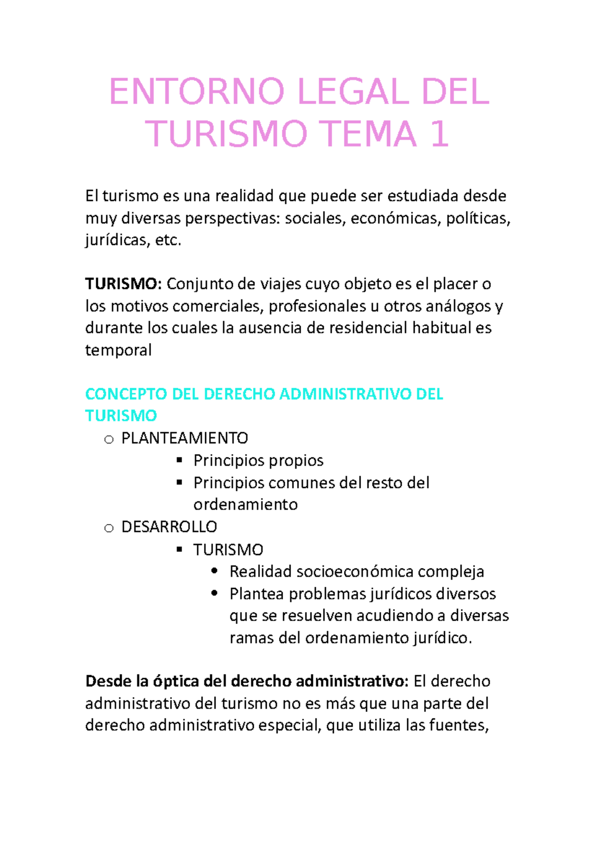 Entorno Legal DEL Turismo - ENTORNO LEGAL DEL TURISMO TEMA 1 El turismo ...