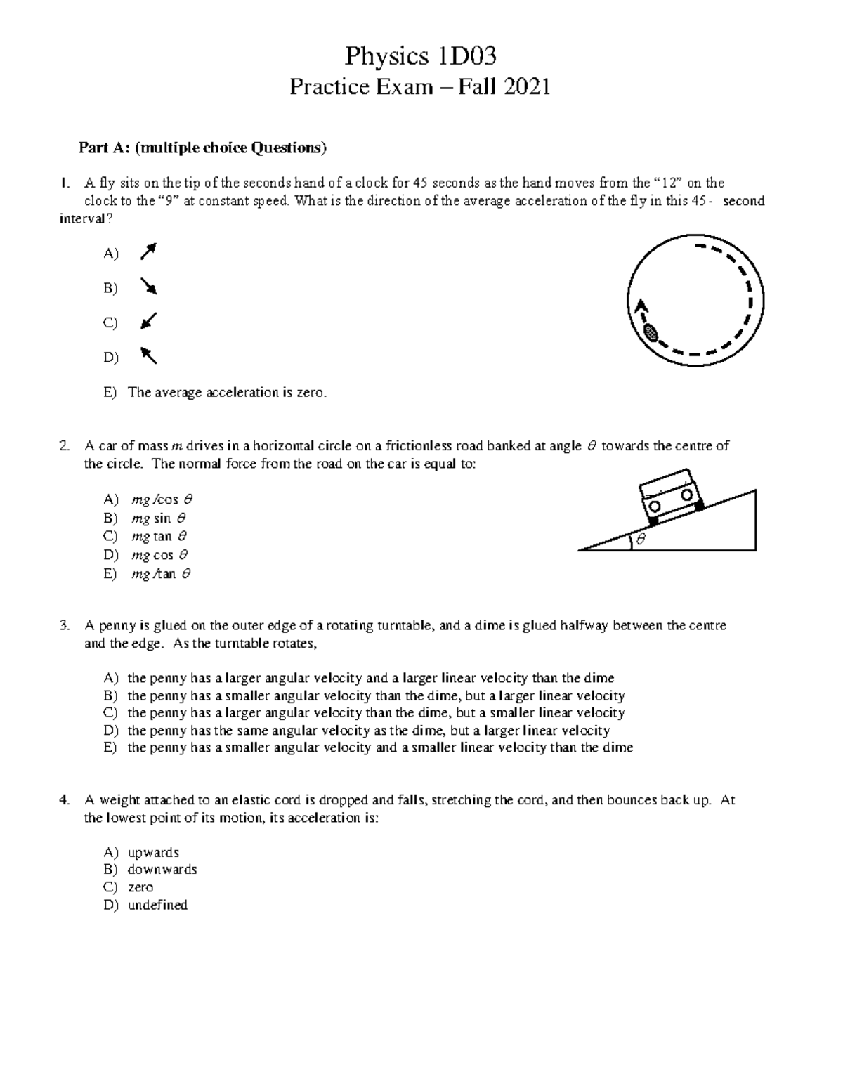 1d03 Practice Exam-2021 - Physics 1D Practice Exam – Fall 2021 Part A ...
