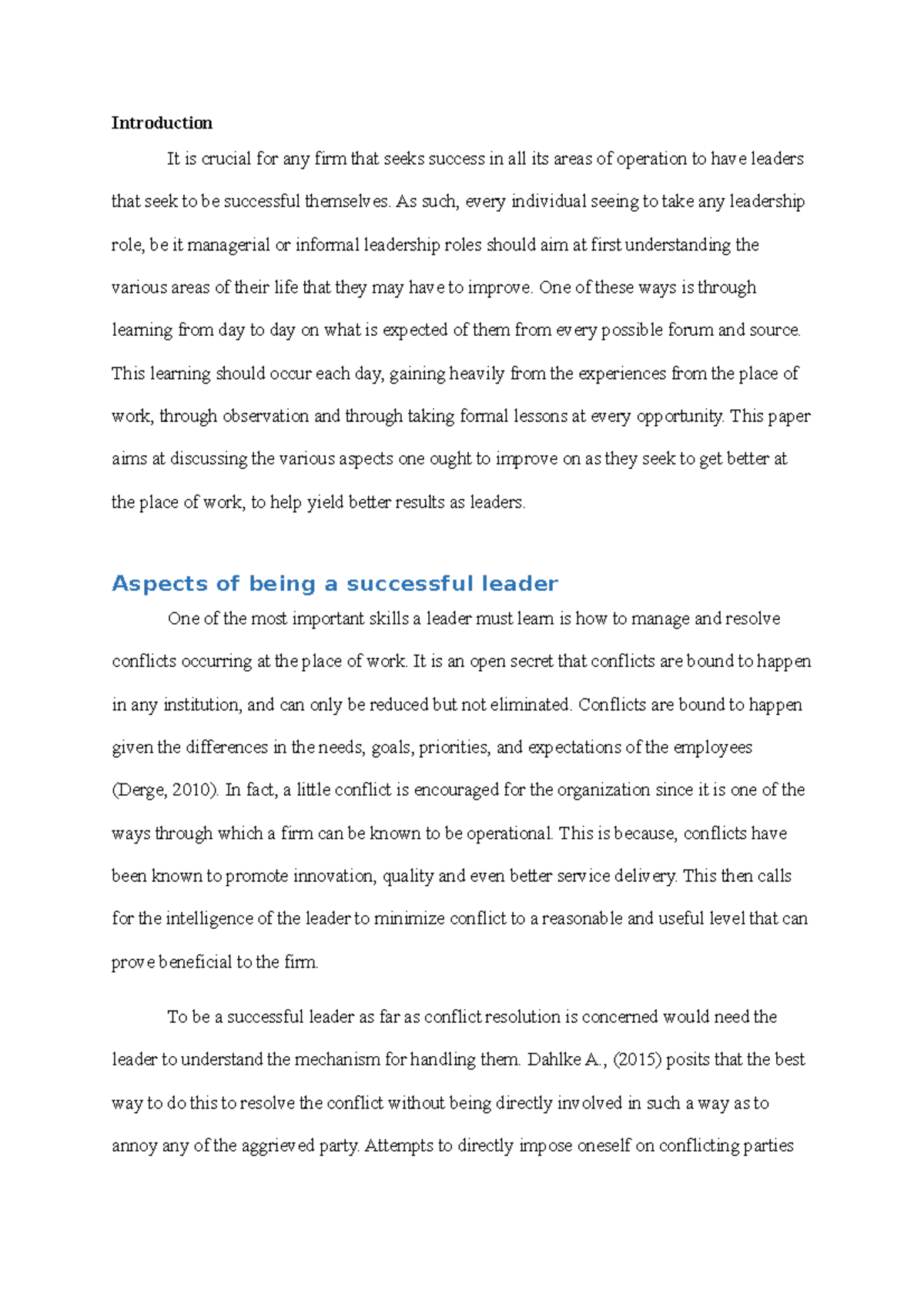 How to be a successful leader - Introduction It is crucial for any firm ...