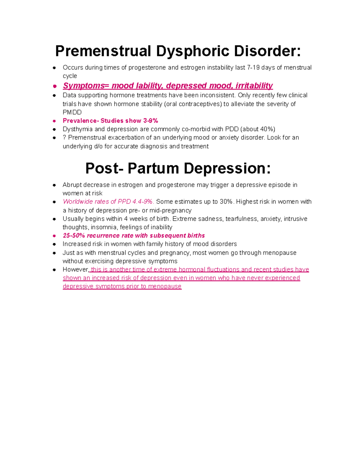 PSYC 302 Premenstrual D O and Post-Partum Depression - Premenstrual ...