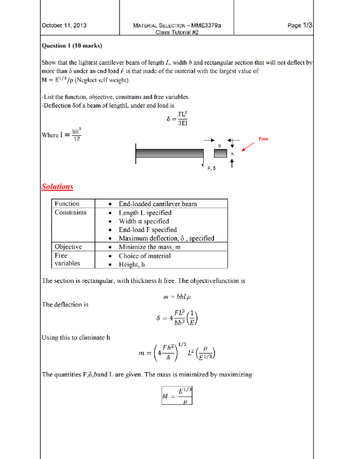 Tutorial 2-Solutions-M - Mechanical and Materials Engineering 3379A/B ...