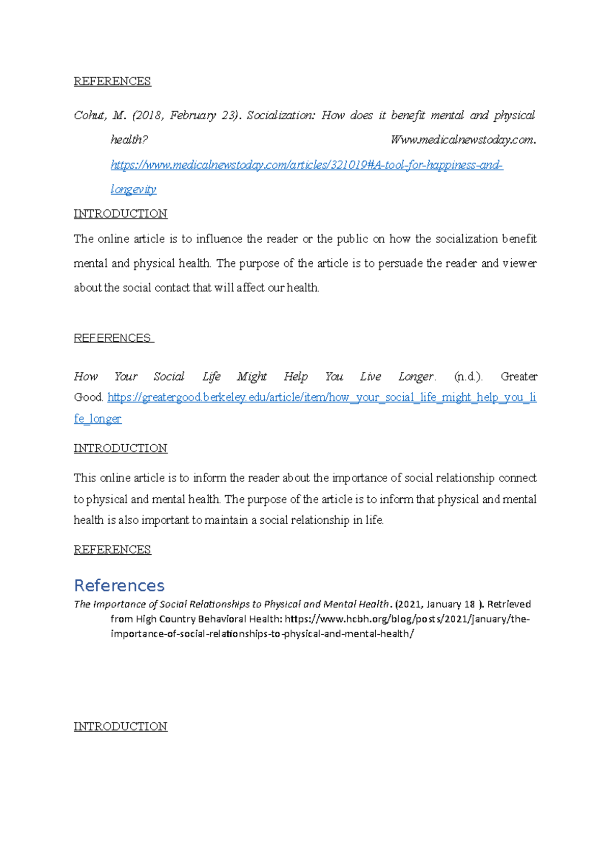 Outline OF Article Analysis (ELC) - REFERENCES Cohut, M. (2018 ...