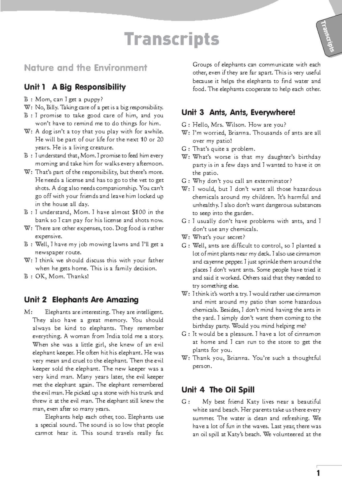 Listening through dictation 3 - Transcripts Transcripts Nature and the ...