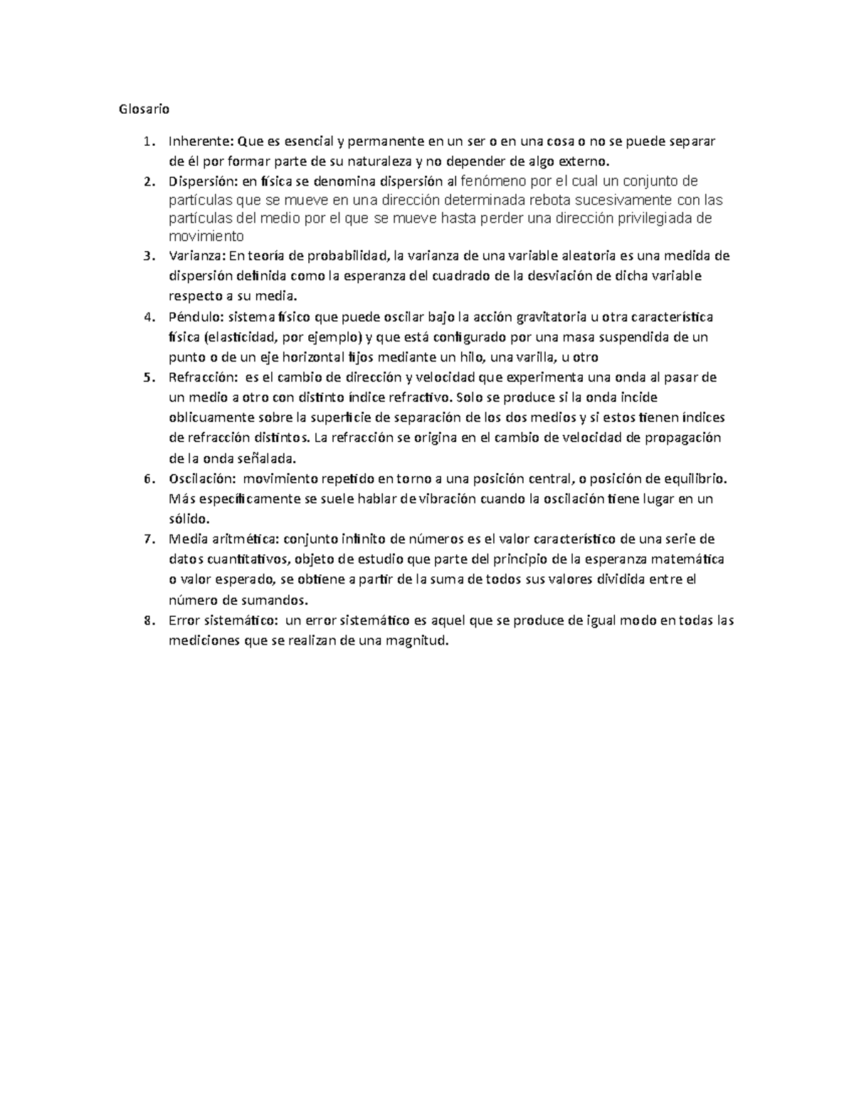 Fisica 2 - Nota: A+ - Glosario Inherente: Que es esencial y permanente ...