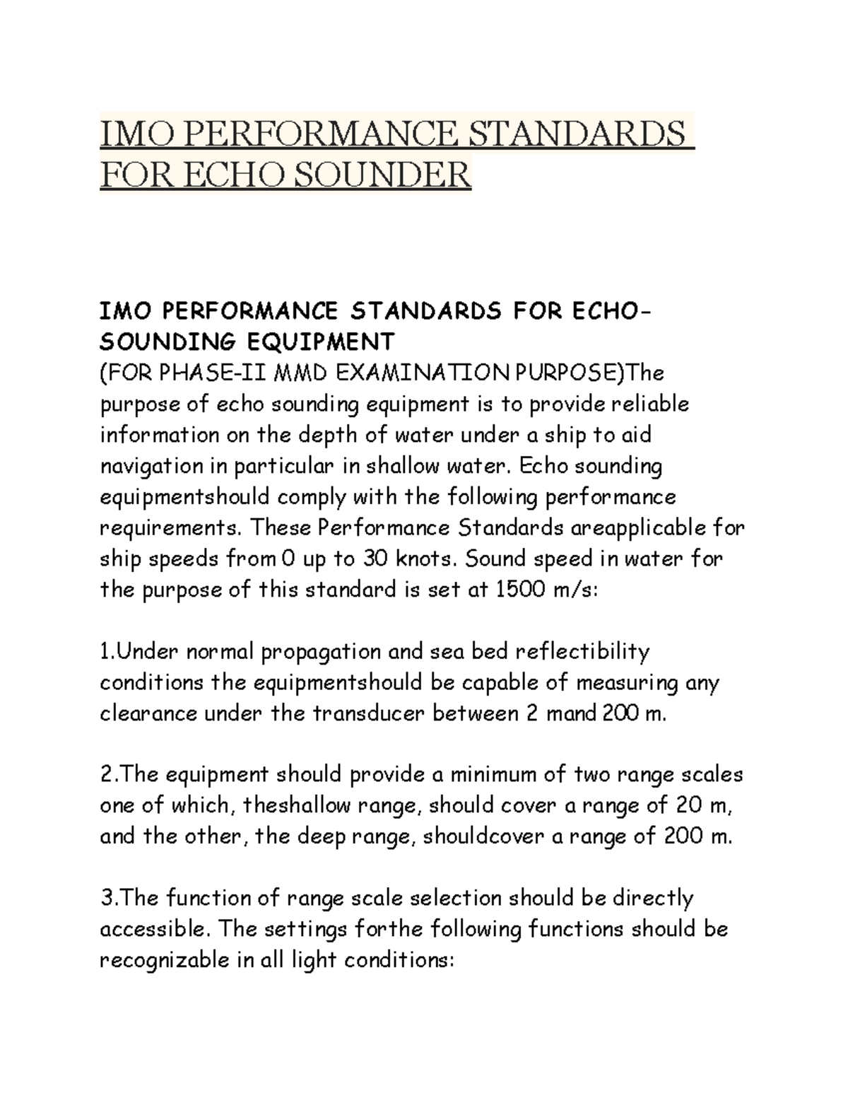Imo-echo sounder - IMO PERFORMANCE STANDARDS FOR ECHO SOUNDER IMO ...