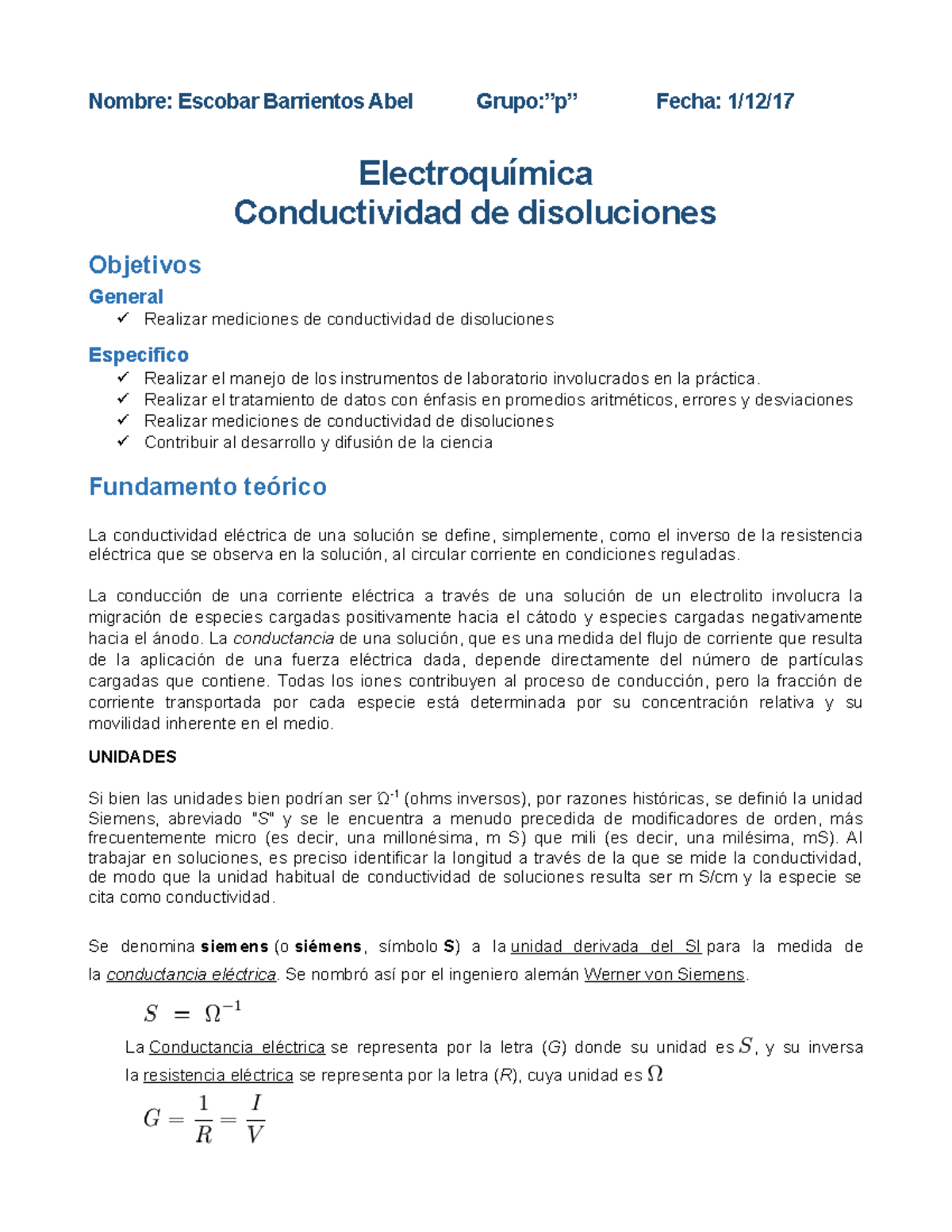 Practica Nº 10 nuevo - Nombre: Escobar Barrientos Abel Grupo:”p” Fecha: 1/12/ Electroquímica ...