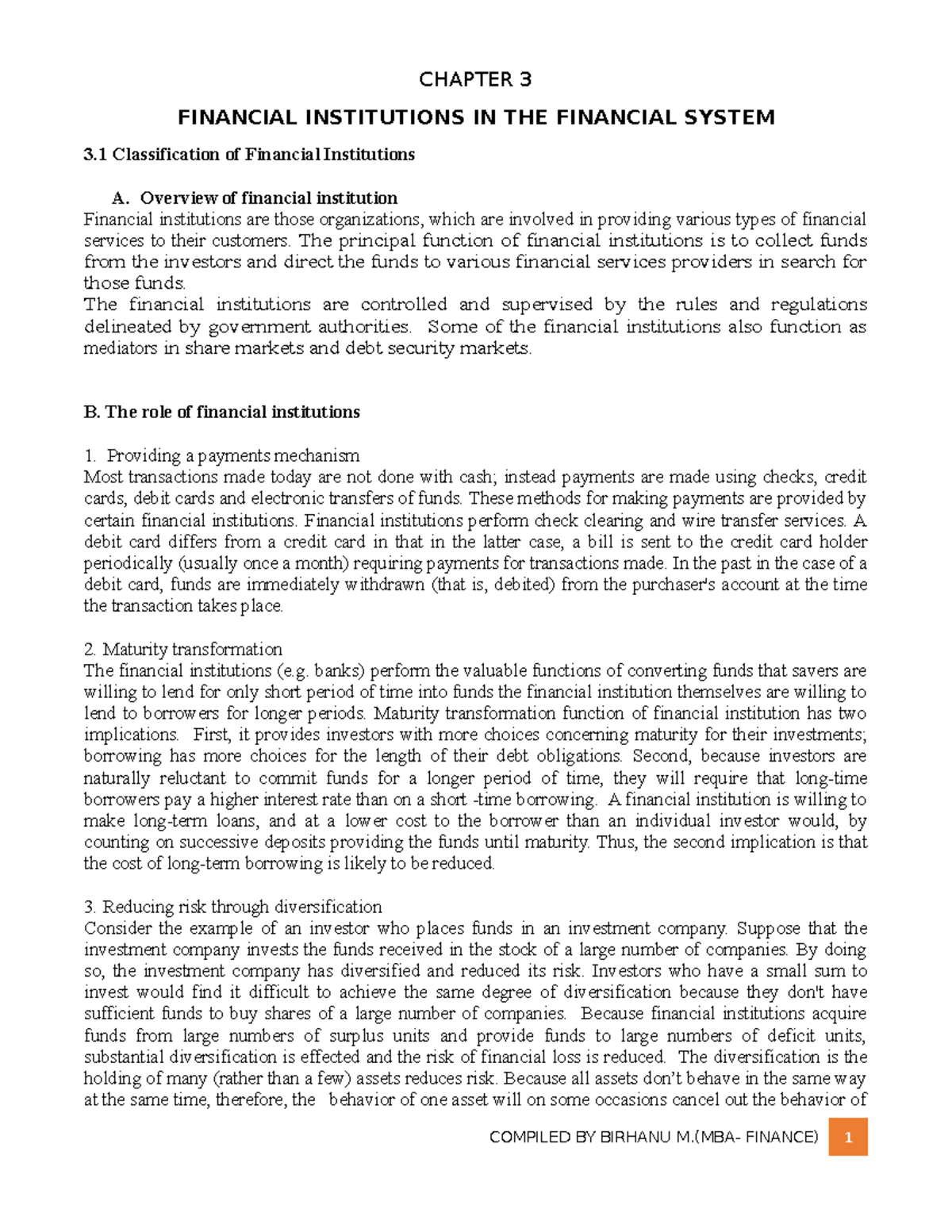 FMI C3finacial market and institution - Accounting and finance - AAU - Studocu